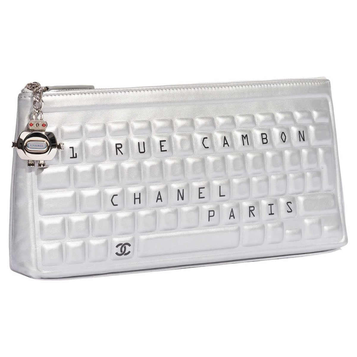 Chanel Keyboard Data Center Metallic Silver Novelty Minaudière Clutch ...