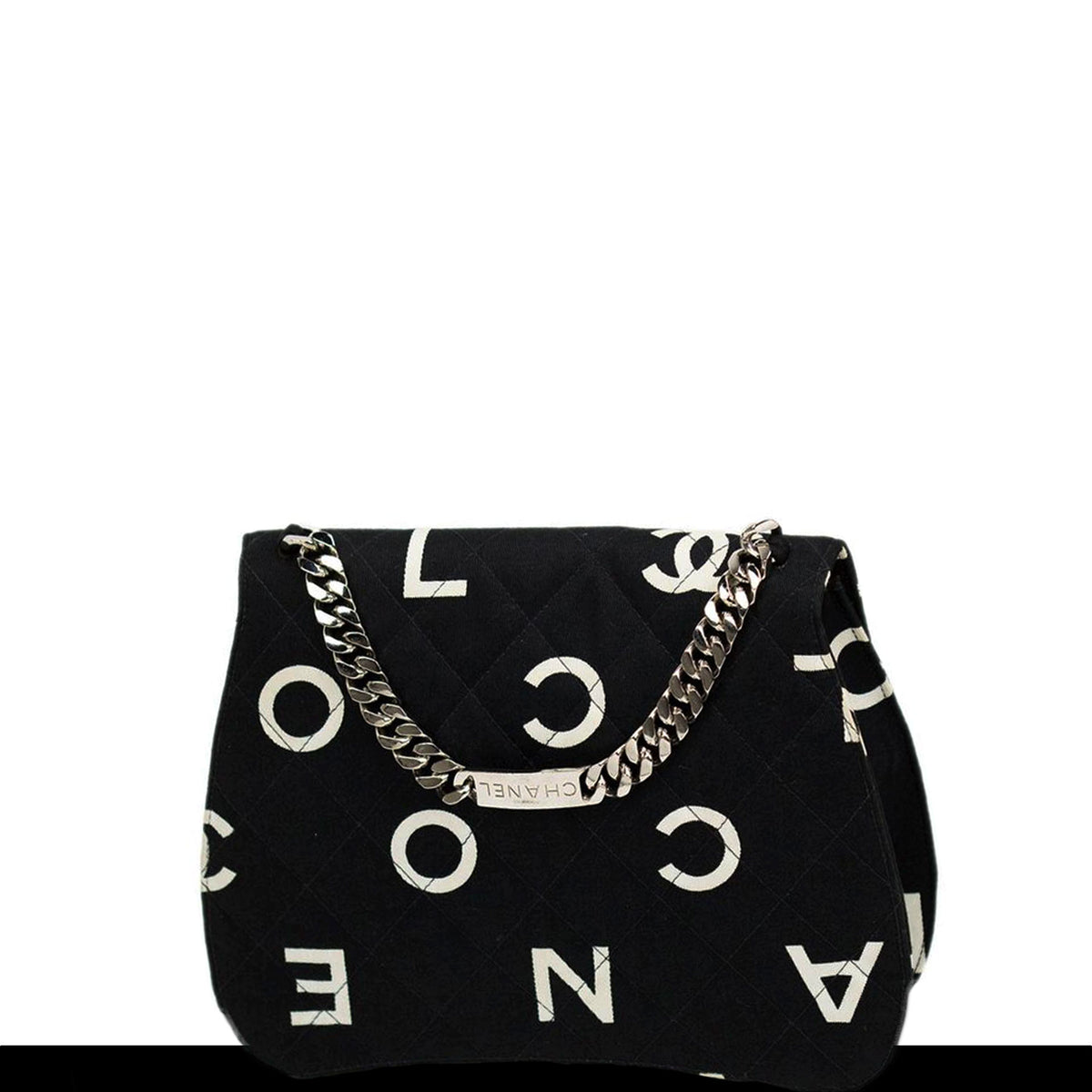 Chanel Small Logo Canvas Name Plate Flap Clutch – House of Carver